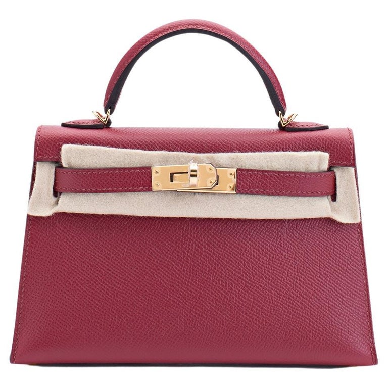 Sac à main Hermès Kelly 20 Mini II K1 rouge grenat En vente sur 1stDibs