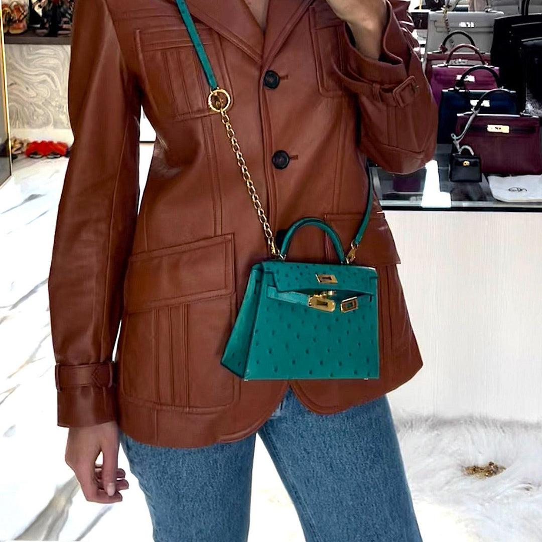 Hermès Kelly 20 Mini II Sellier Vert Verone Ostrich Gold Hardware For ...