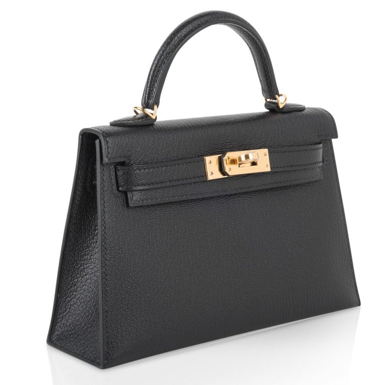 Hermes Kelly 20 Mini Kelly II Black Chevre Gold Hardware Limited ...