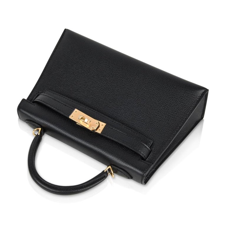 Hermes Kelly 20 Mini Kelly II Limited Edition Black Epsom Gold Hardware ...