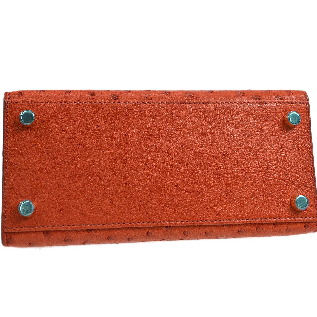 HERMES Kelly 20 Mini Orange Red Ostrich Exotic Gold Top Handle Shoulder ...