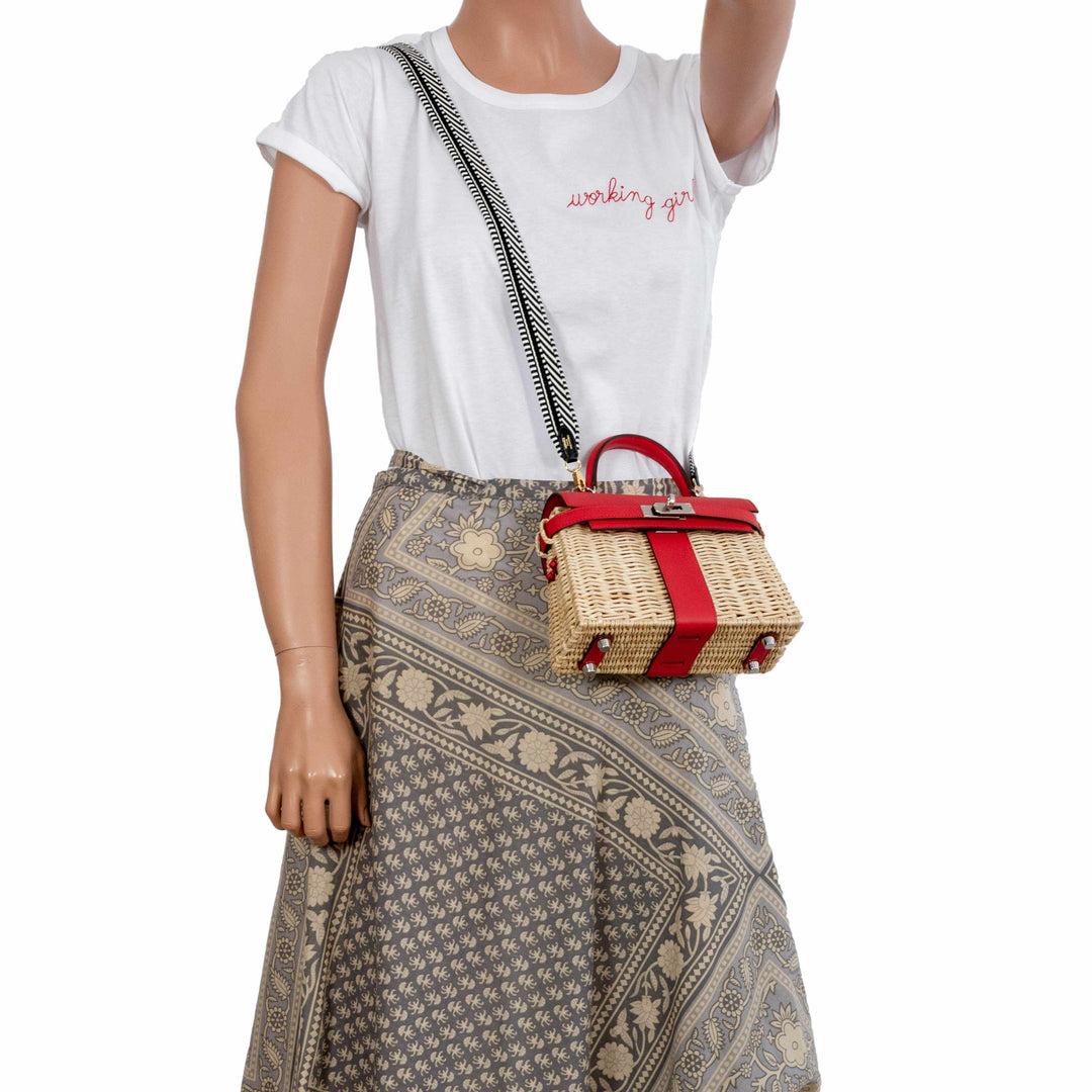 Hermès Kelly 20 Mini Picnic Rouge De Coeur, Swift and Osier Wicker Bag ...