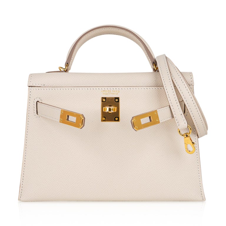 Hermes Kelly 20 Mini Sellier Bag Craie Epsom Gold Hardware at 1stDibs