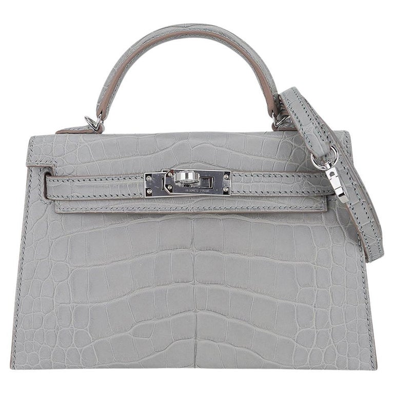 Hermes Kelly 20 Mini Sellier Matte Gris Pearl Alligator Mini Bag ...