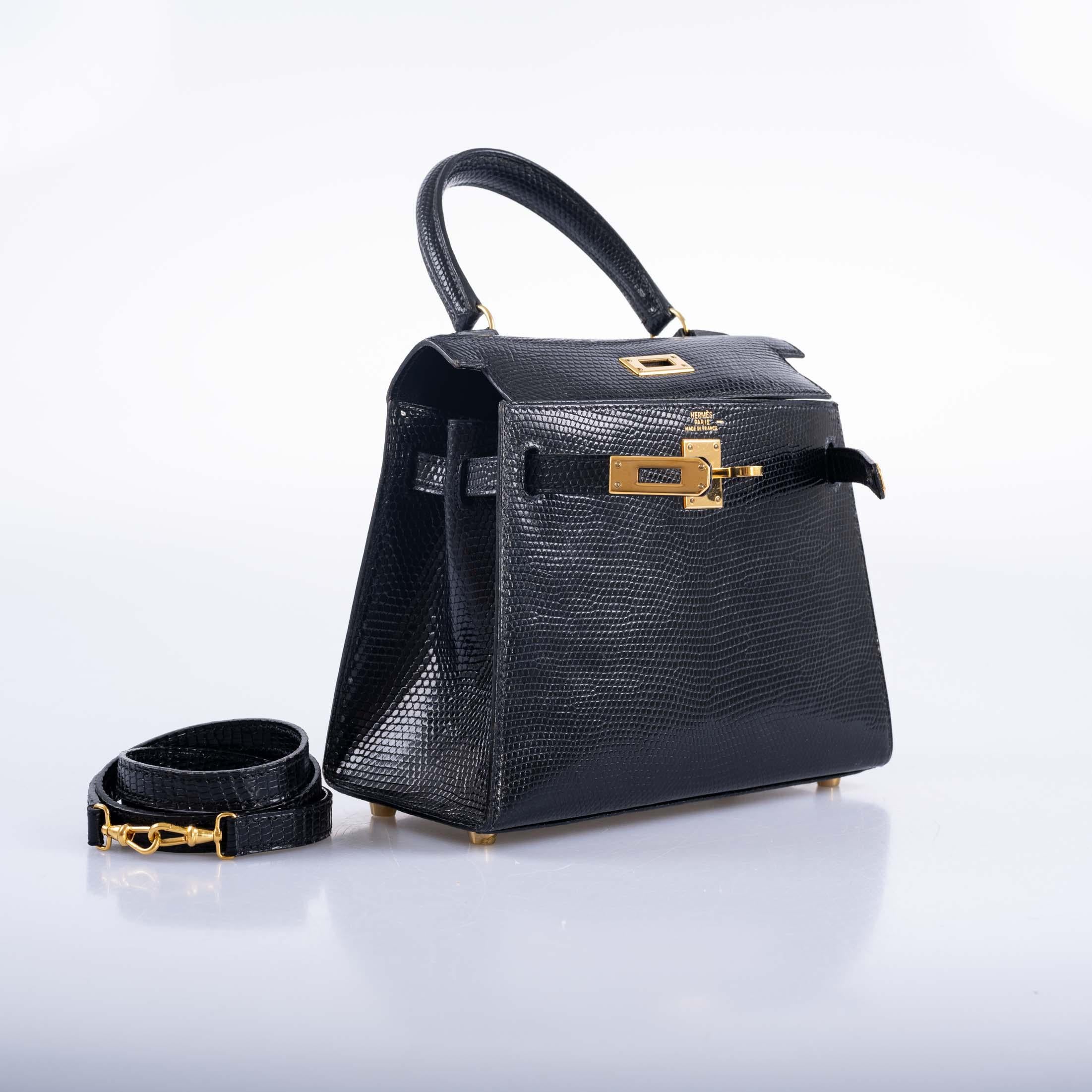 Hermès Kelly 20 Mini Vintage Black Lizard with Gold Hardware For Sale ...