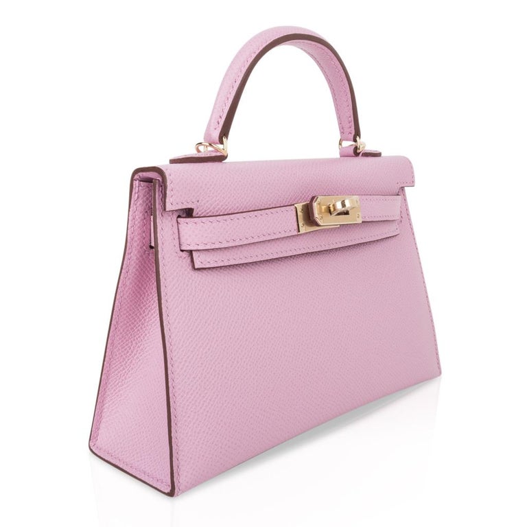 Hermes Kelly 20 Sellier Mini Kelly II Mauve Sylvestre Epsom Permabrass ...