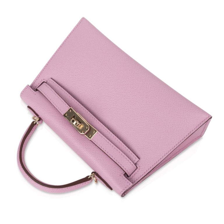 Hermes Kelly 20 Sellier Mini Kelly II Mauve Sylvestre Epsom Permabrass ...
