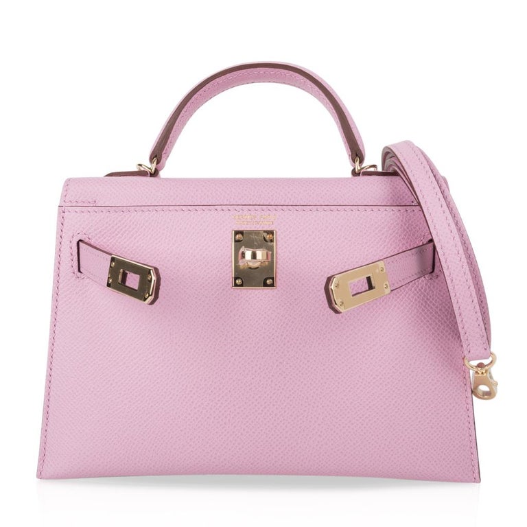 Hermes Kelly 20 Sellier Mini Kelly II Mauve Sylvestre Epsom Permabrass ...
