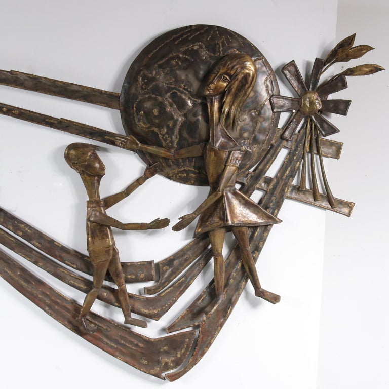 Large Copper Mother and Child Sculpture signed R.E. 1967, Netherlands ...