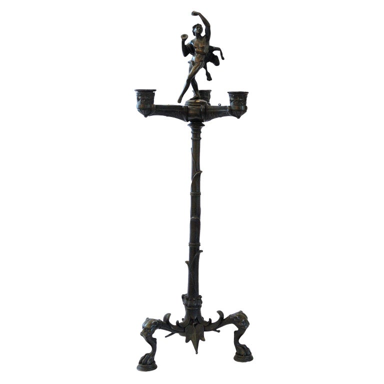 Pair of Italian Neapolitan Bronze Greco Roman Candelabra, circa 1840 ...