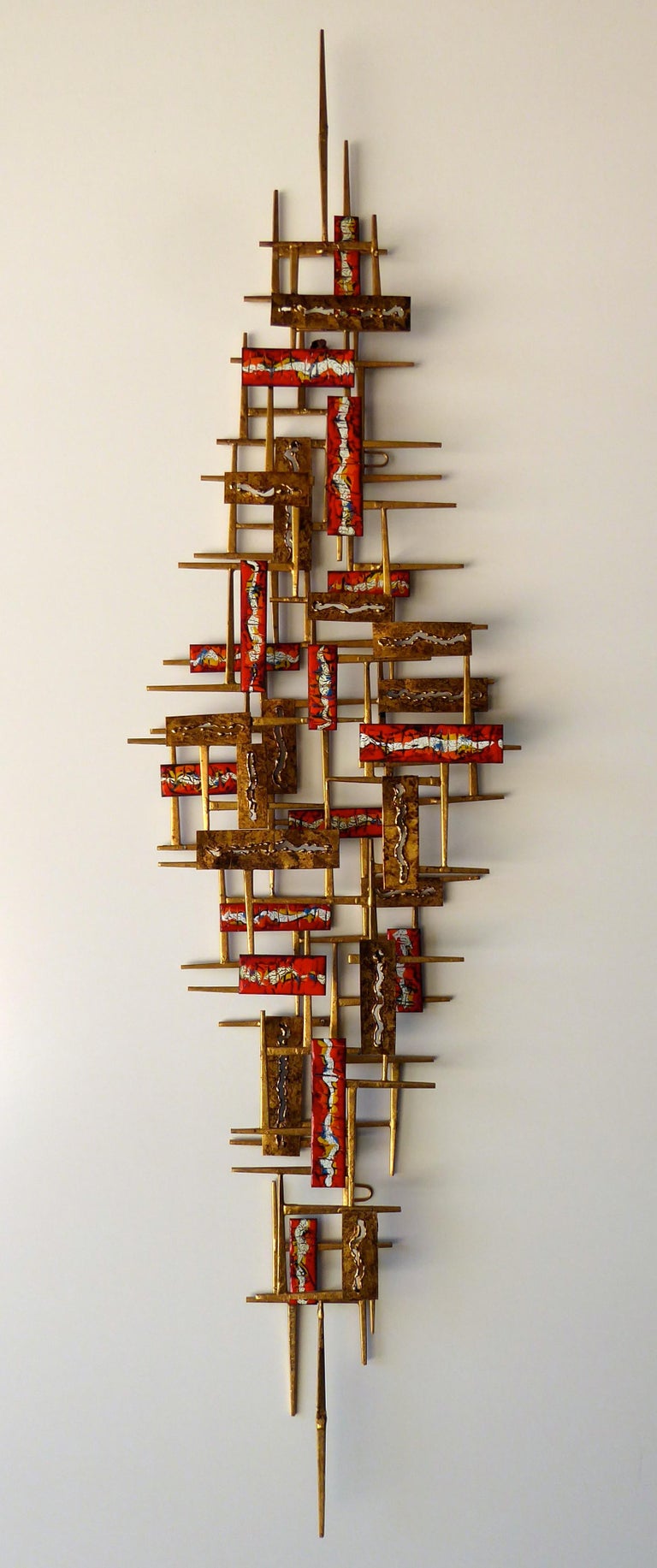 Contemporary Gilt Metal and Enamel Wall Sculpture, American Artist Del ...