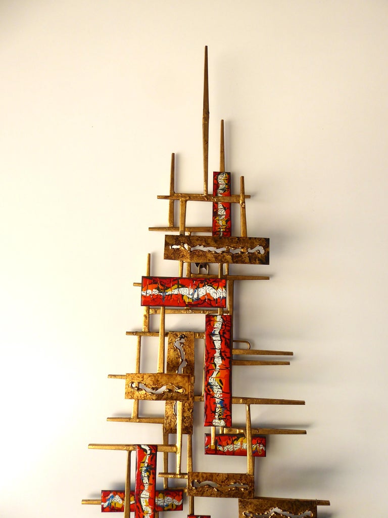 Contemporary Gilt Metal and Enamel Wall Sculpture, American Artist Del ...