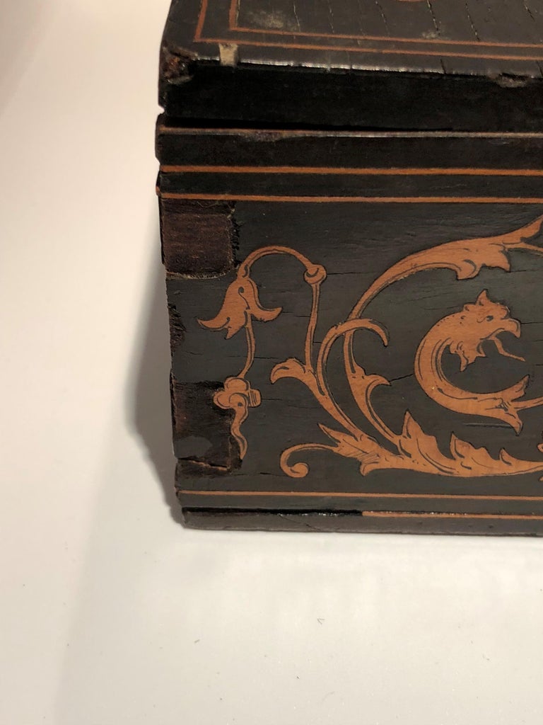 Unusual Antique Inlaid Rosewood and Ebony Box with Exquisite Detail at ...