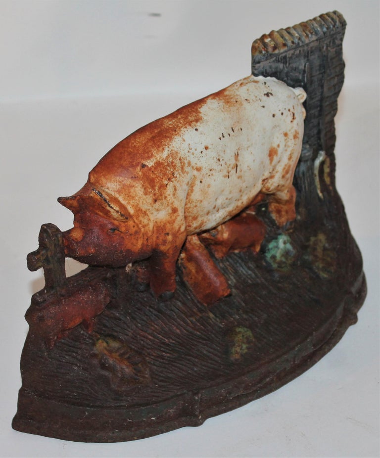 19th Century Original Painted Pig Door Stop at 1stDibs