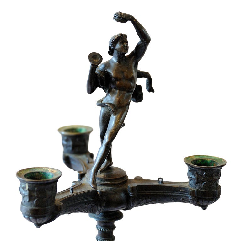 Pair of Italian Neapolitan Bronze Greco Roman Candelabra, circa 1840 ...