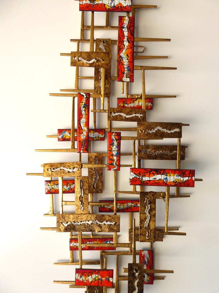 Contemporary Gilt Metal and Enamel Wall Sculpture, American Artist Del ...