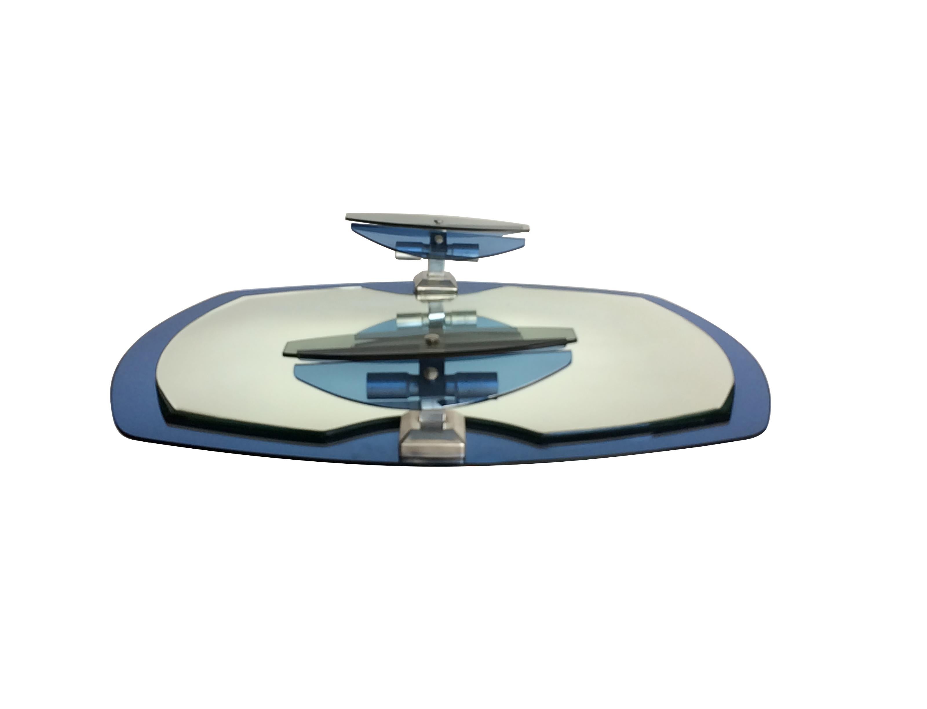 Crystal Arte Blue Mirror with Side Lights For Sale at 1stDibs
