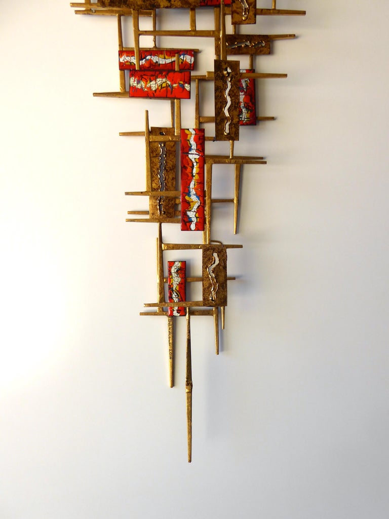 Contemporary Gilt Metal and Enamel Wall Sculpture, American Artist Del ...