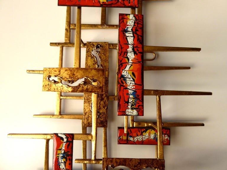 Contemporary Gilt Metal and Enamel Wall Sculpture, American Artist Del ...