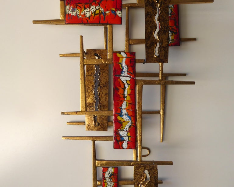 Contemporary Gilt Metal and Enamel Wall Sculpture, American Artist Del ...