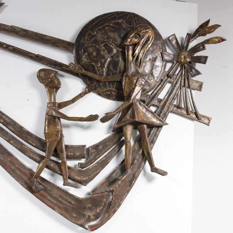 Large Copper Mother and Child Sculpture signed R.E. 1967, Netherlands ...