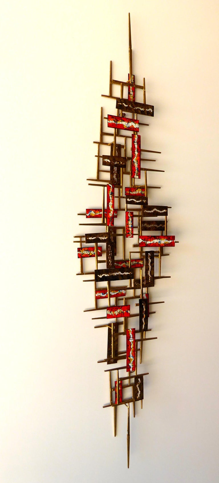 Contemporary Gilt Metal and Enamel Wall Sculpture, American Artist Del ...