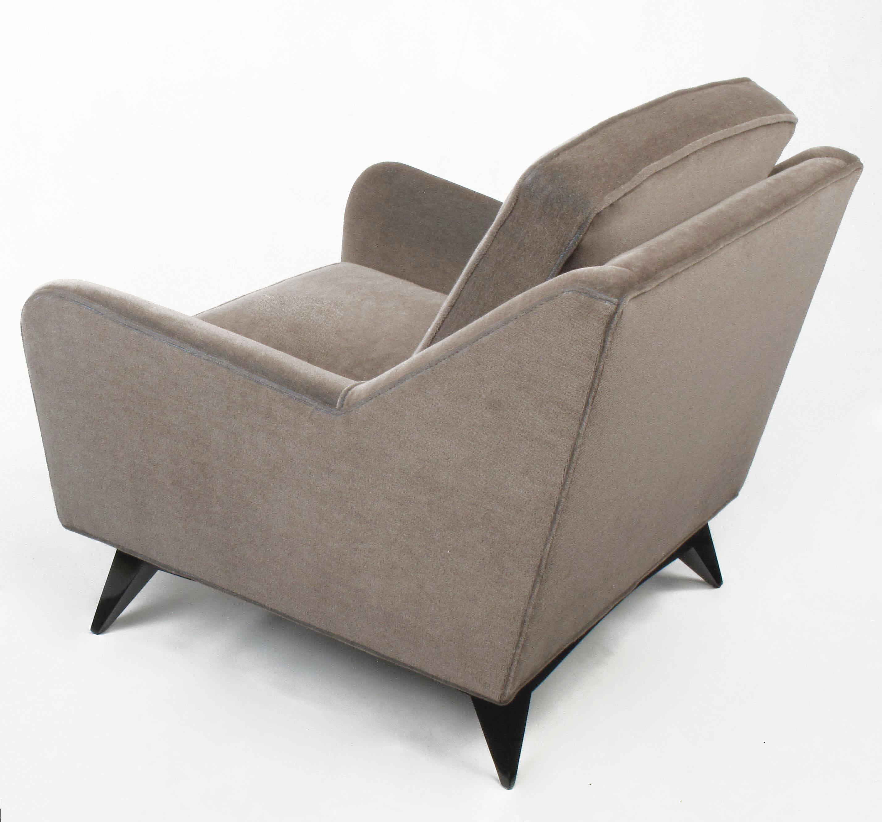 Early 1950s Pair of Harvey Probber Club Chairs in Smokey Gray Mohair at ...