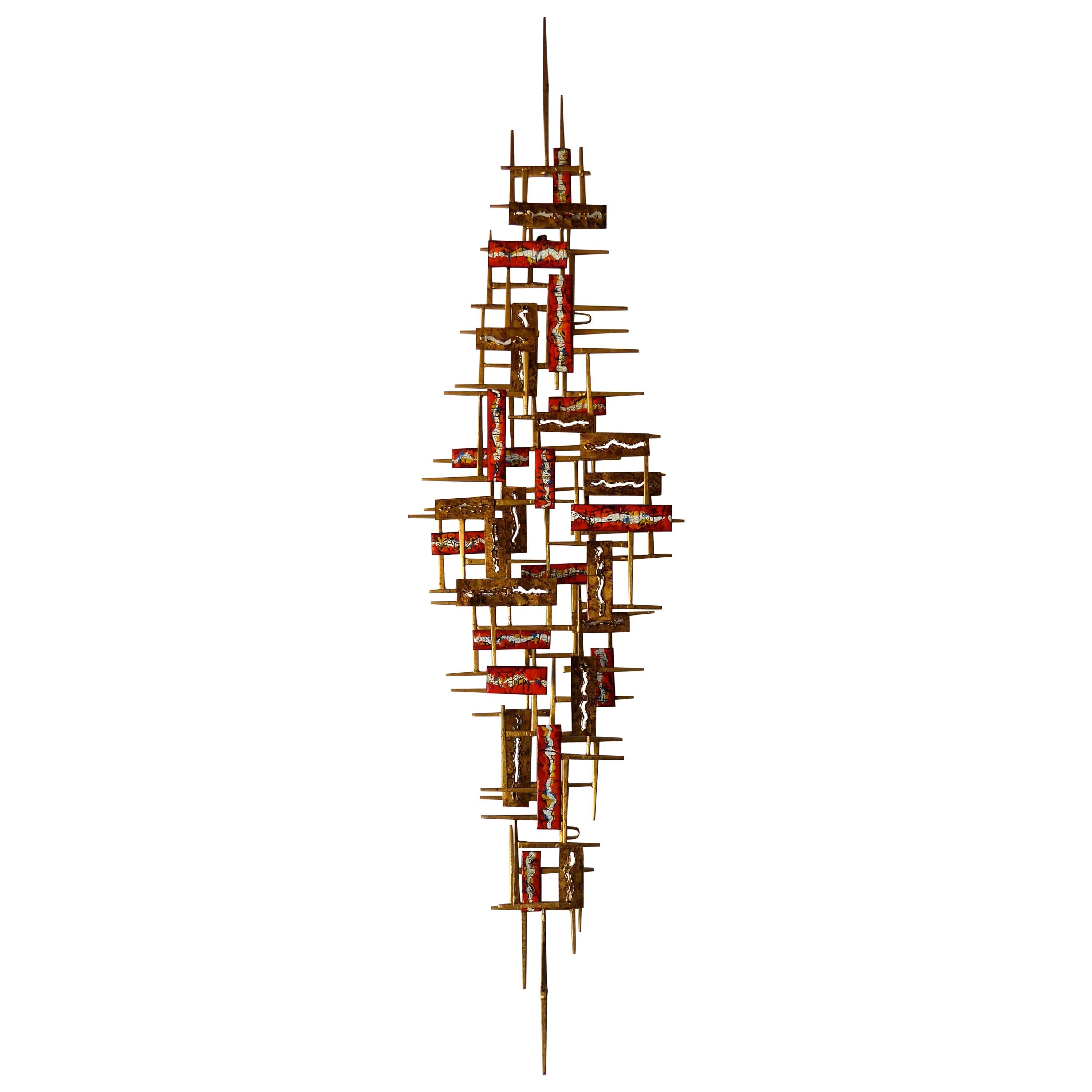 Contemporary Gilt Metal and Enamel Wall Sculpture, American Artist Del ...