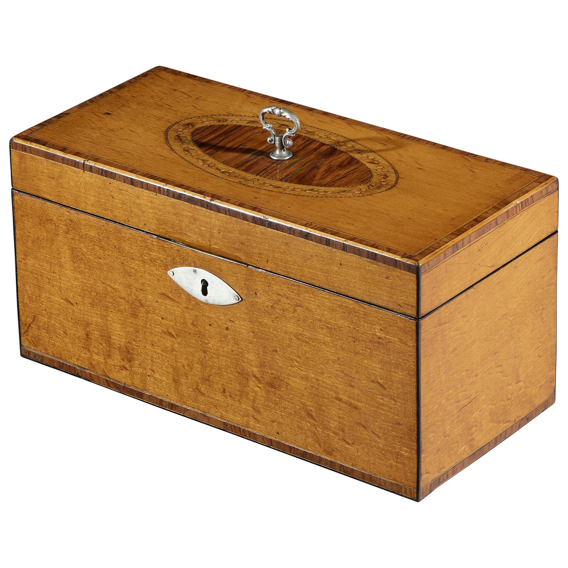 George III 18th Century Satinwood Inlaid Tea Chest For Sale at 1stDibs