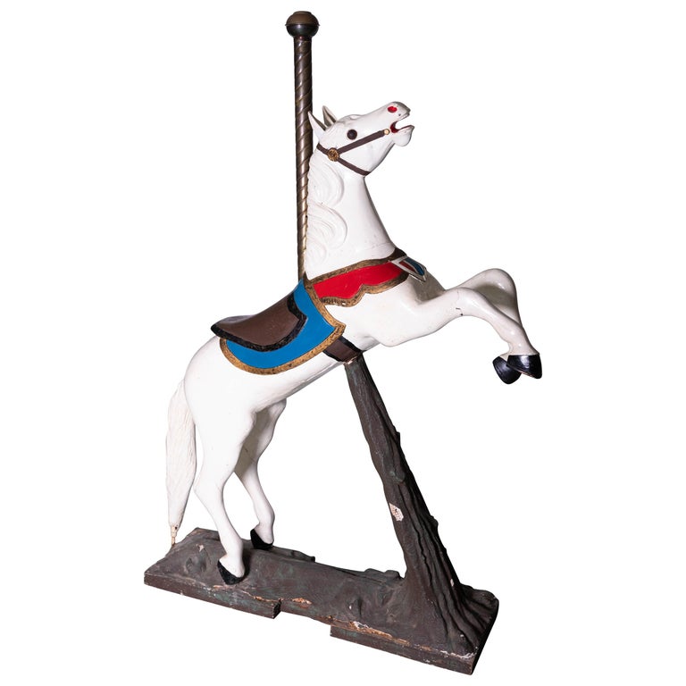 Late 19th Century Wooden Carousel Horse in Fixed Position For Sale at 1stDibs