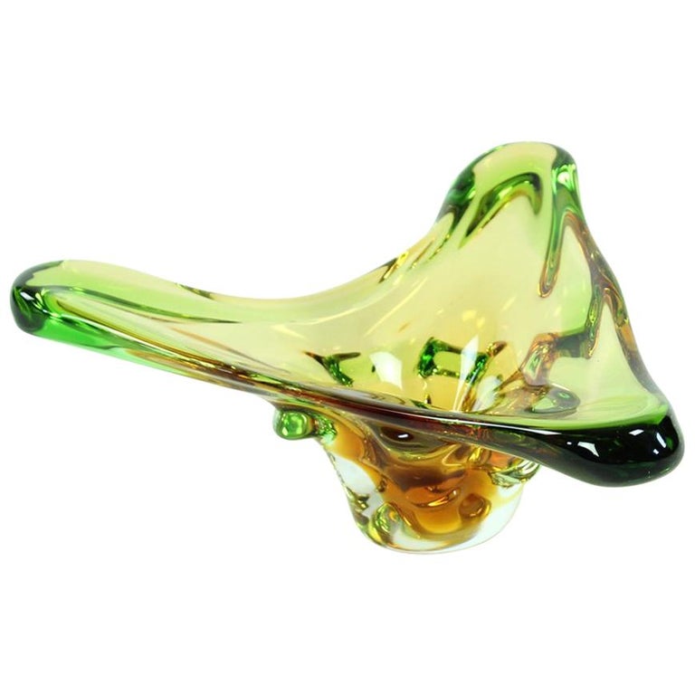 Art Glass Bowl by Frantisek Zemek for Glass Factory Mstisov ...