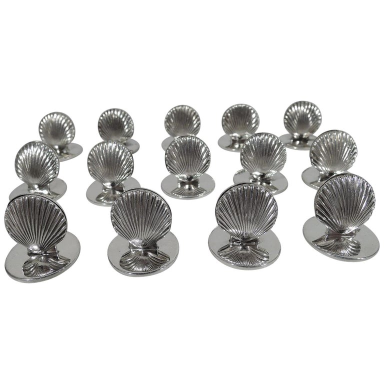Set of 14 Tiffany Sterling Silver Scallop Shell Place Card Holders For ...