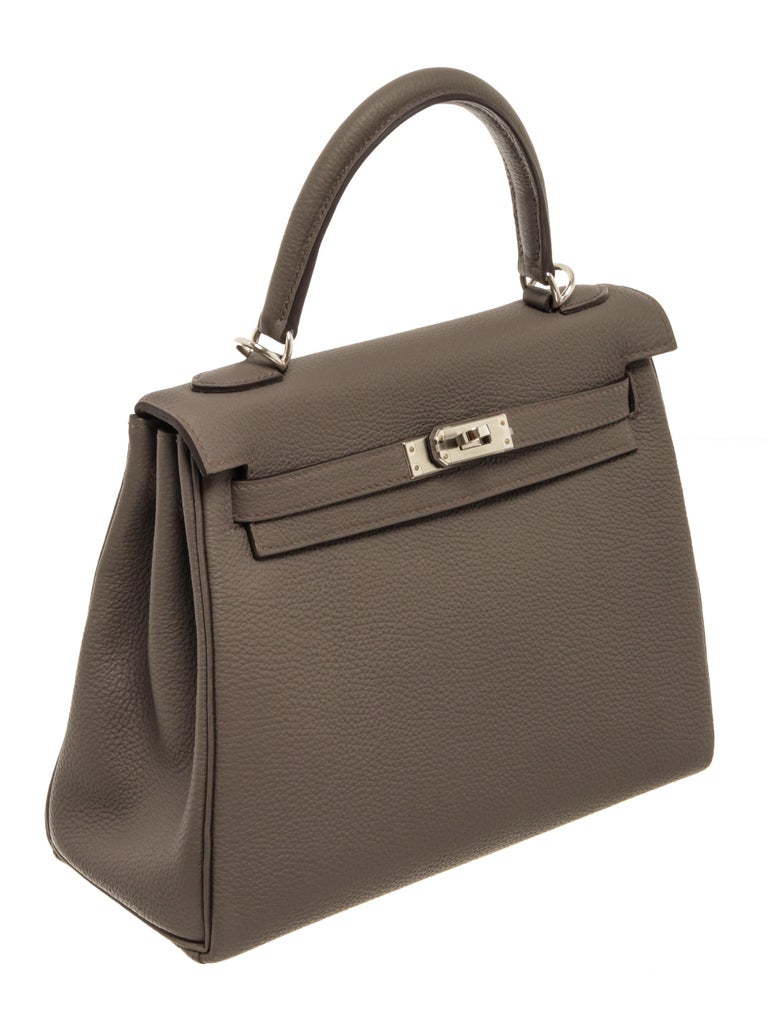 Hermes Kelly 25 cm Etain Leather PHW at 1stDibs
