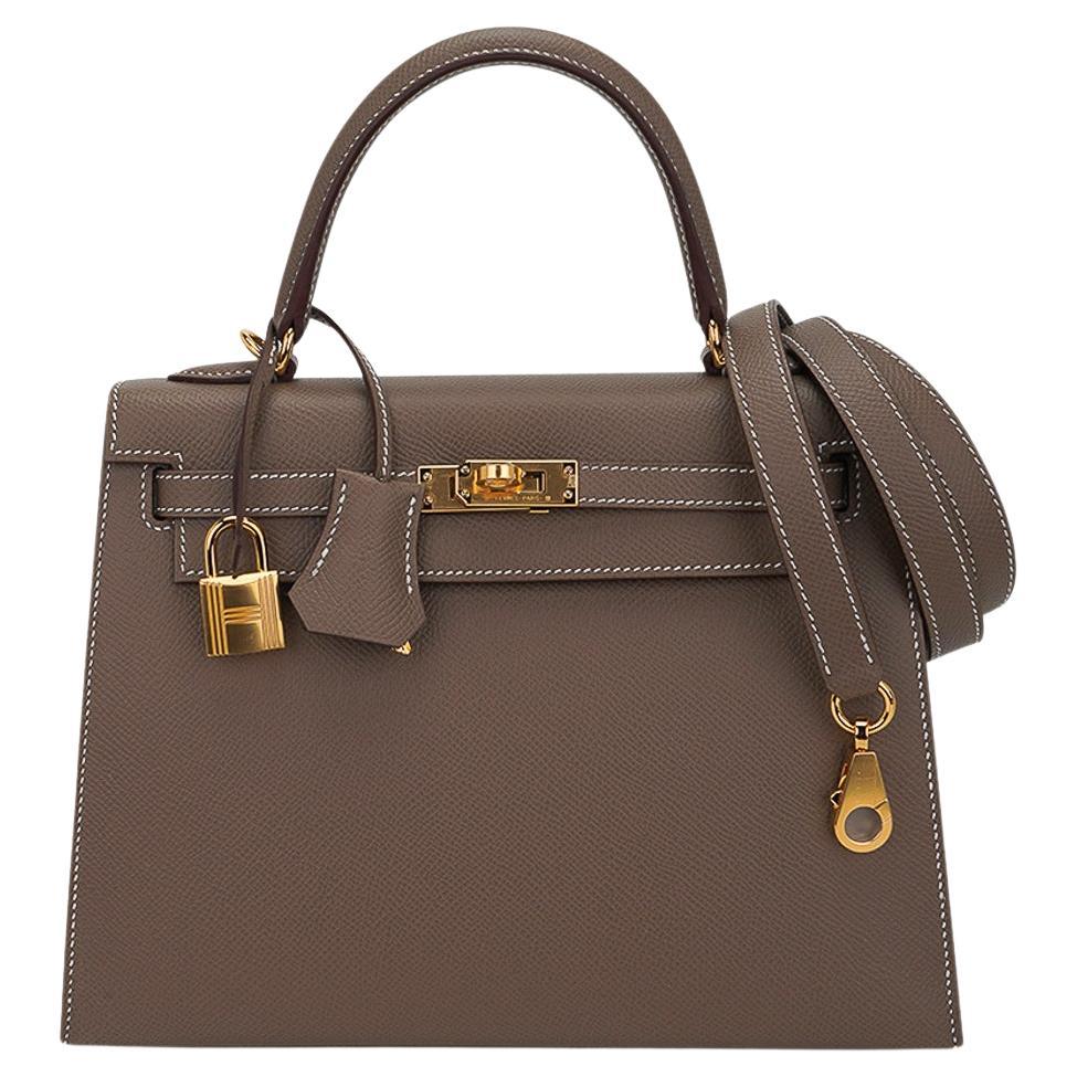Hermes Kelly 25 Sellier Bag Neutral Etoupe Epsom Gold Hardware For Sale Hermes Kelly 25 Sellier Bag Neutral Etoupe Epsom Gold Hardware For Sale