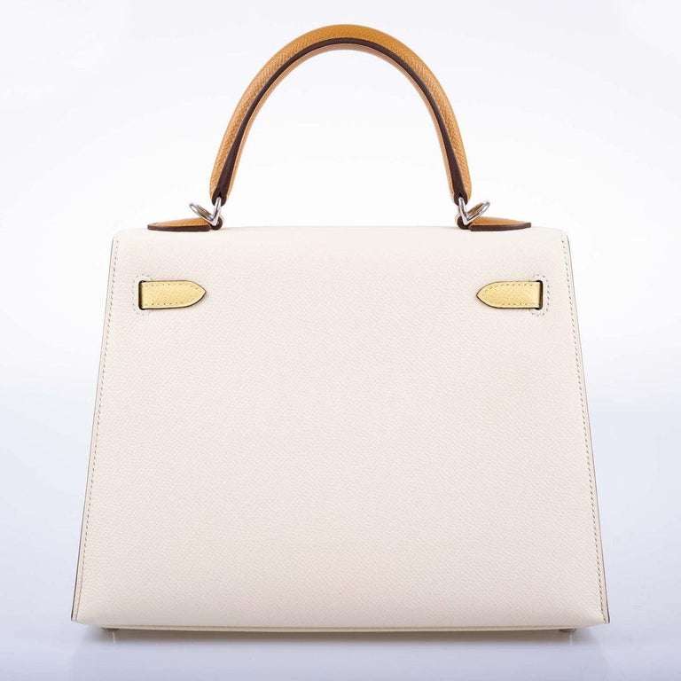 Hermès Kelly 25 Sellier Limited Edition Tri-Color Nata, Jaune Poussin ...