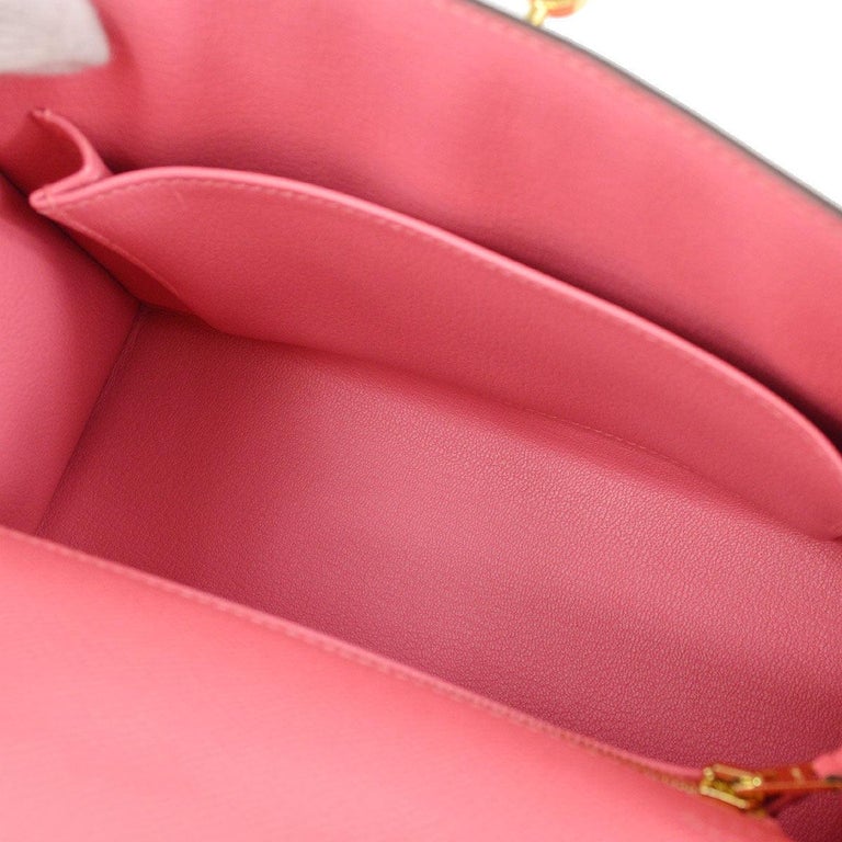 HERMES Kelly 25 Sellier Pink Epsom Gold Small Top Handle Shoulder Tote ...