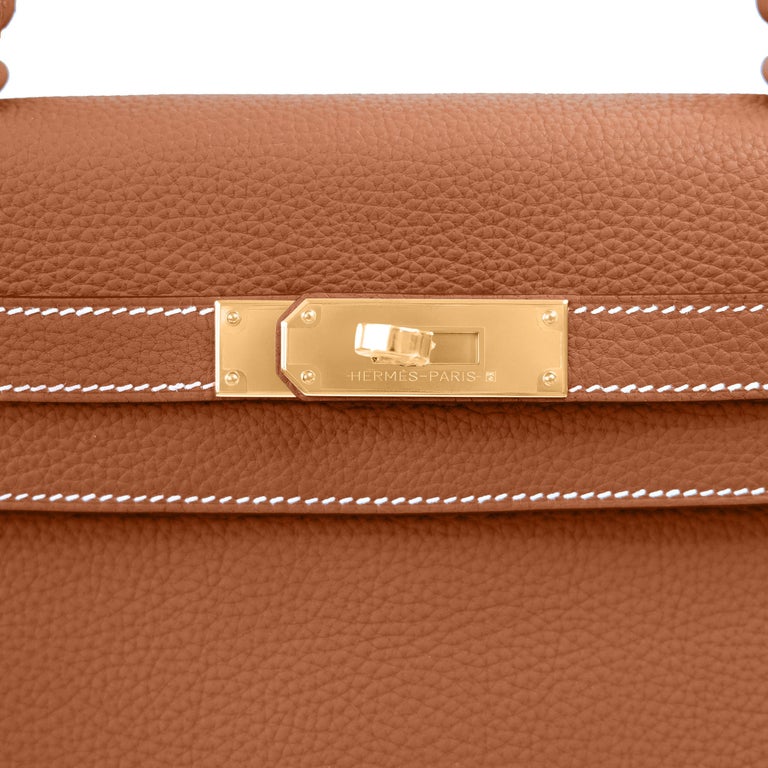 Hermes Kelly 25cm Gold Camel Tan Shoulder Bag Togo Retourne Z Stamp ...