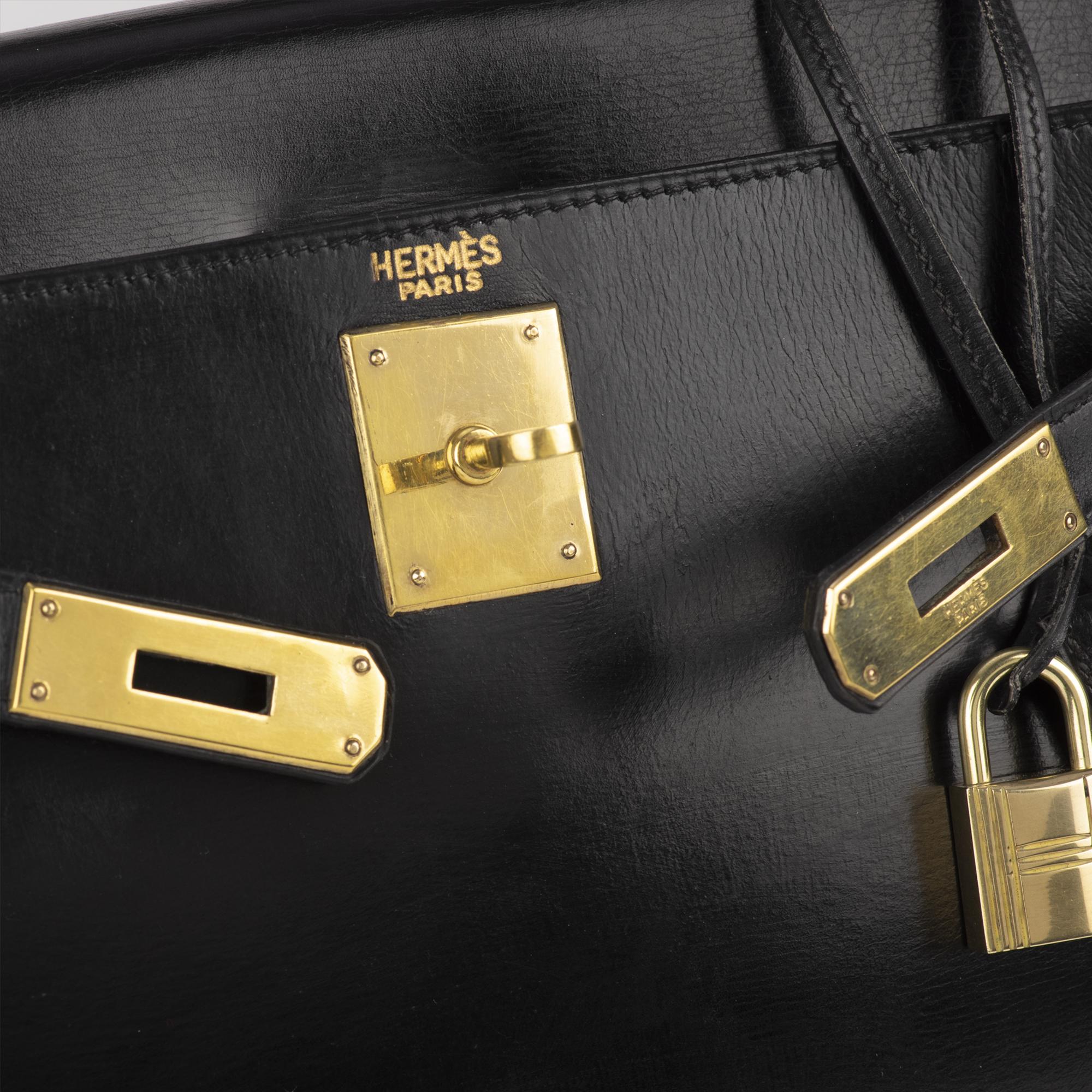 Hermès Kelly 28 in black box calf leather in very good condition! at ...