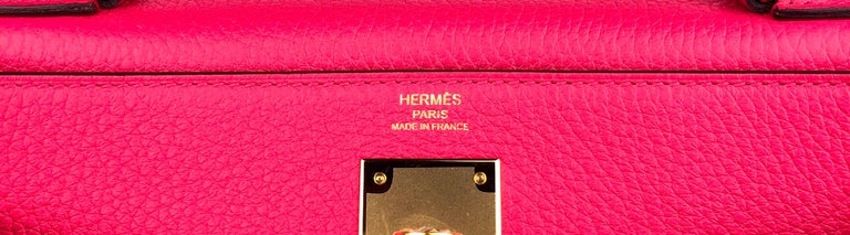 Hermes Kelly 28 Rose Extreme Pink Leather Gold Hardware For Sale at 1stDibs