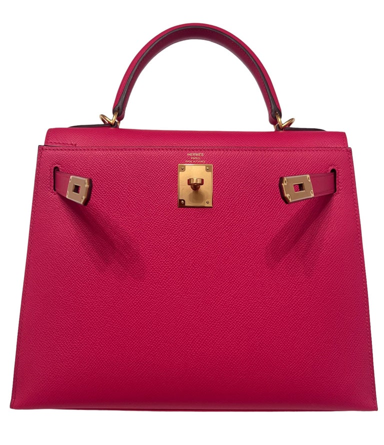 Hermes Kelly 28 Sellier Epsom Leather Rose Extreme Pink Palladium ...