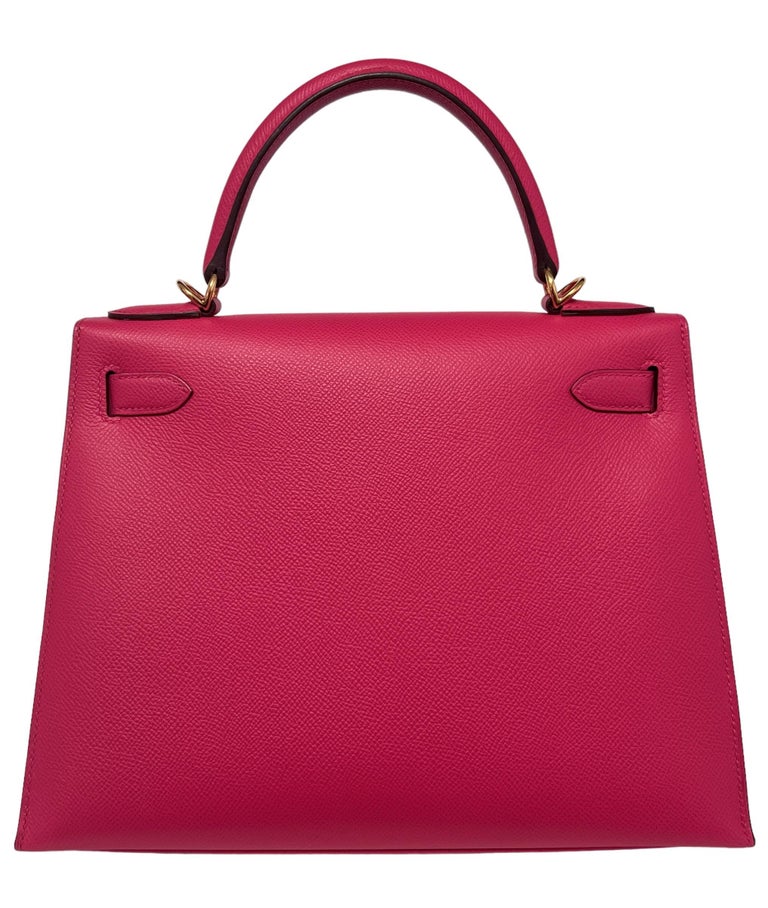 Hermes Kelly 28 Sellier Epsom Leather Rose Extreme Pink Palladium ...