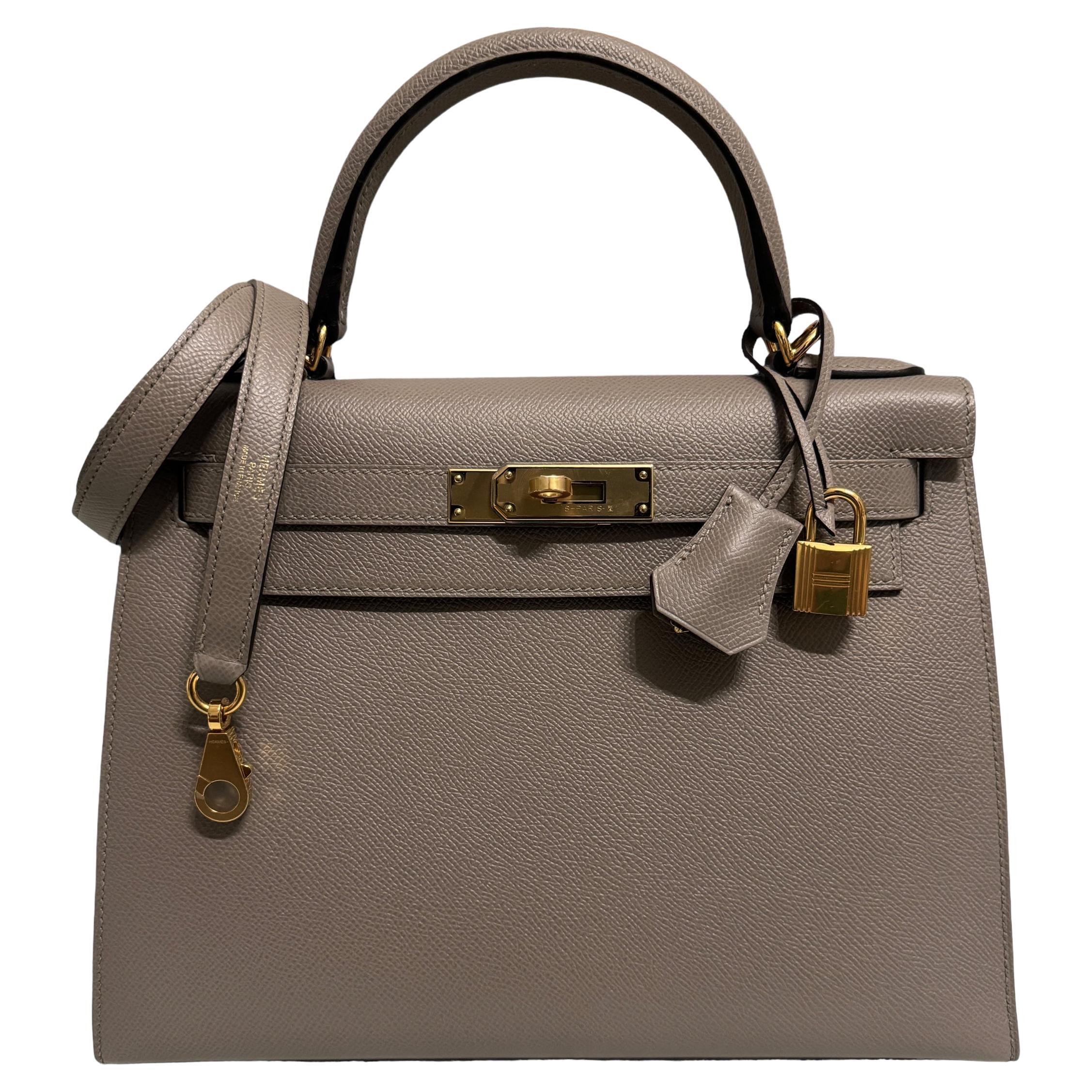 Hermes Kelly 28 Sellier Gris Asphalt Gray Grey Epsom Leather Gold ...