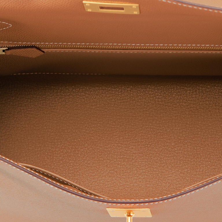 Hermes Kelly 28cm Gold Camel Tan Epsom Sellier Shoulder Bag Z Stamp ...