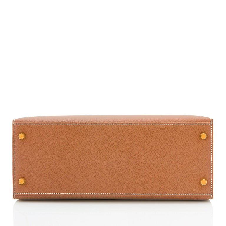 Hermes Kelly 28cm Gold Camel Tan Epsom Sellier Shoulder Bag Z Stamp ...