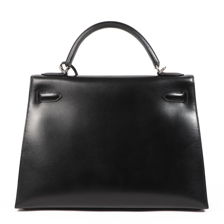 Hermès Kelly 32 Black Box Palladium Hardware For Sale at 1stDibs