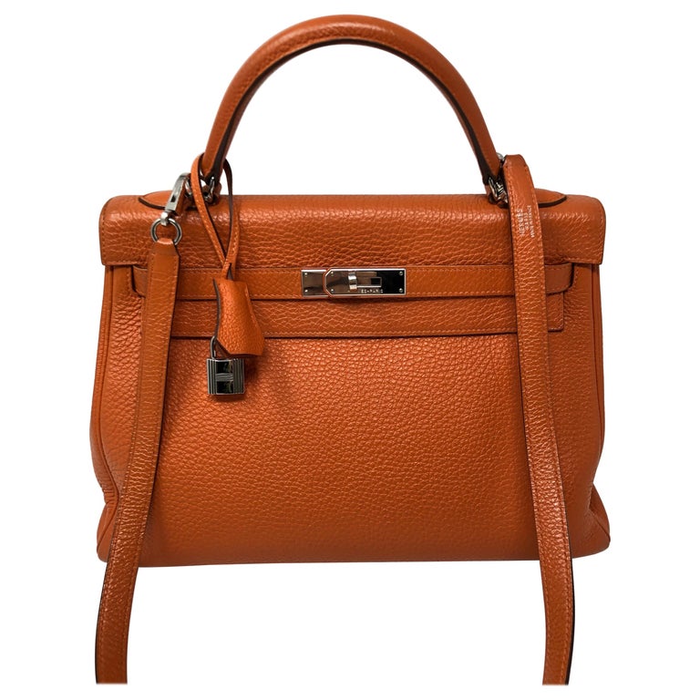 Hermes Kelly 32 Orange Bag at 1stDibs