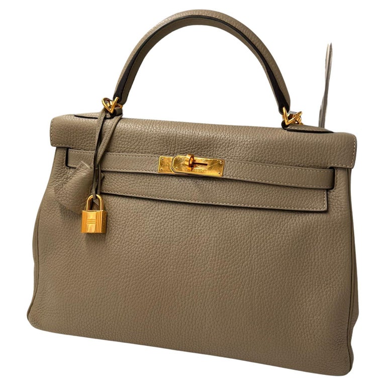 Hermes Kelly 32 Sauge Clemence Leather Retourne ghw For Sale at 1stDibs