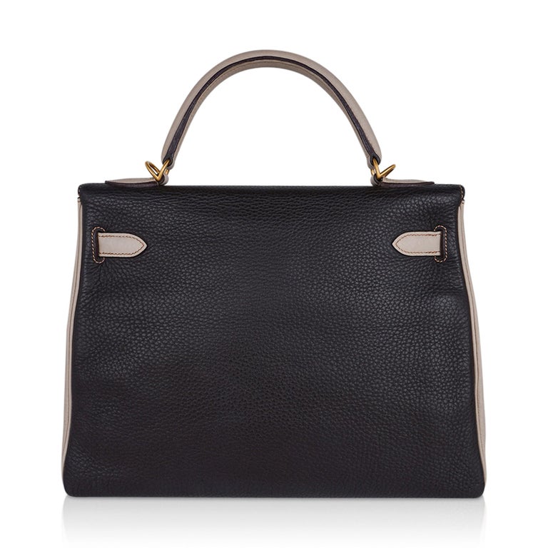 Hermes Kelly 32 Tri-Color Bag Tabac Camel/Ebene/Parchemin Brushed Gold ...