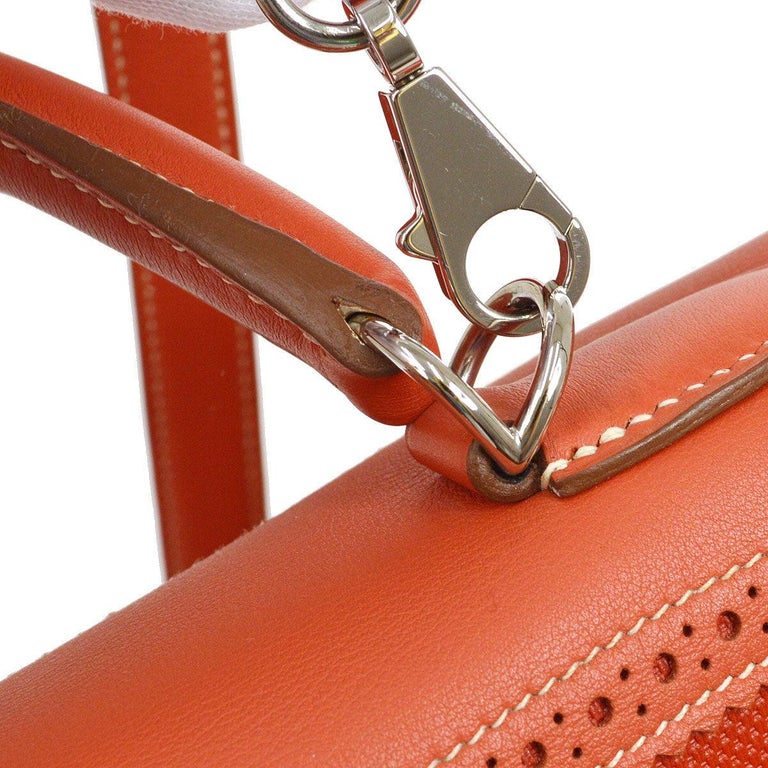 HERMES Kelly 35 Retourne Ghillies Orange Red Top Handle Shoulder Tote ...