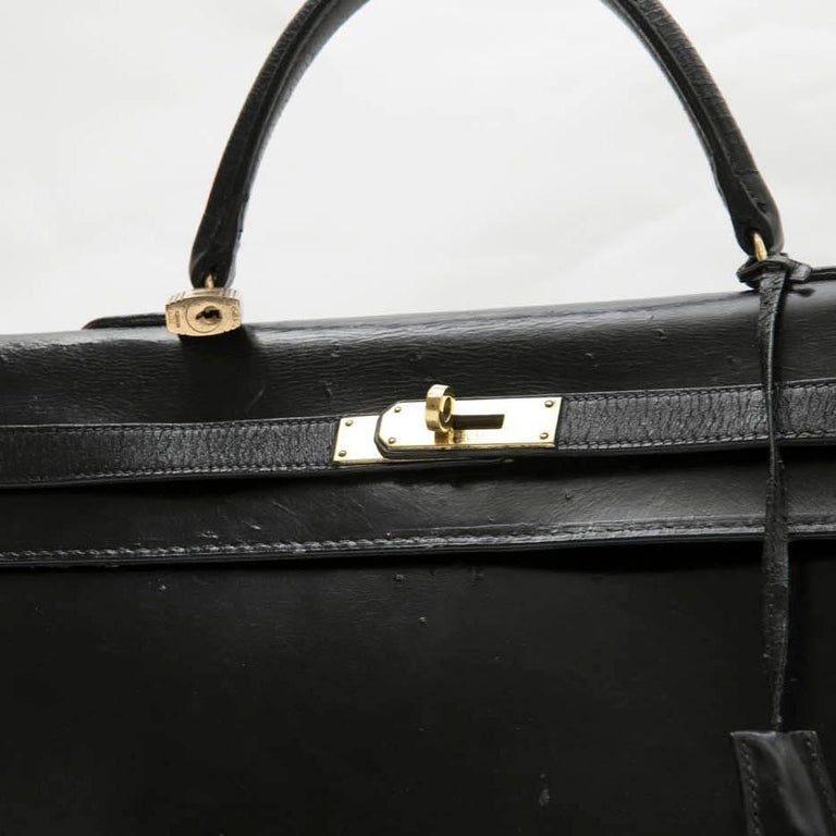 HERMES 'Kelly 35' Vintage Bag in Black Box Leather at 1stDibs | hermes ...